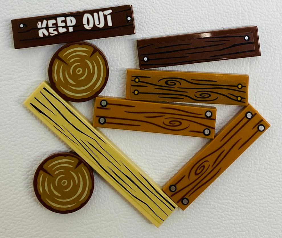 LEGO Printed and Stickered Tiles Wood / Timber Fun Pack Mixed Types ...